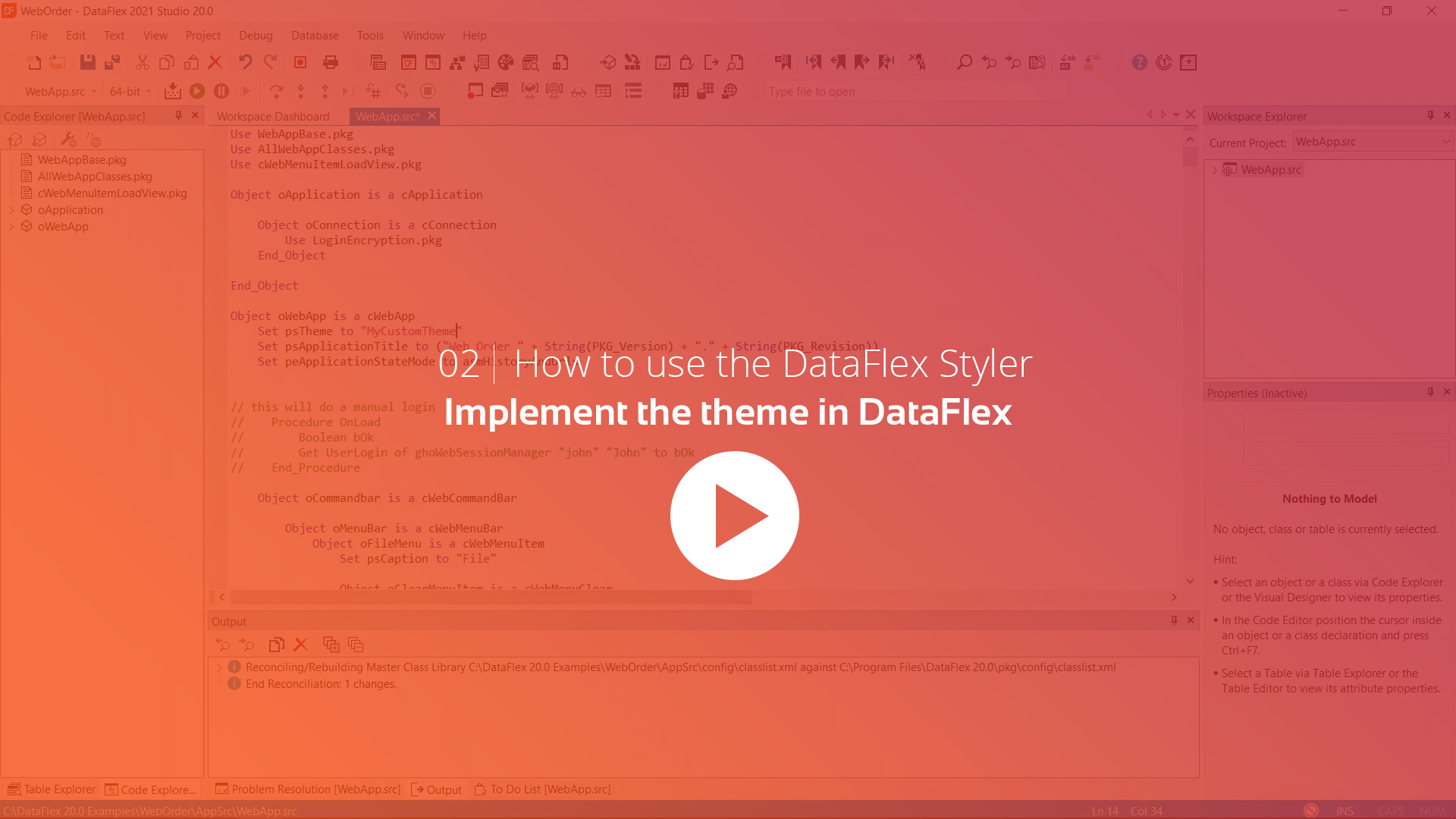 DFLC Lesson - Implement the theme in DataFlex