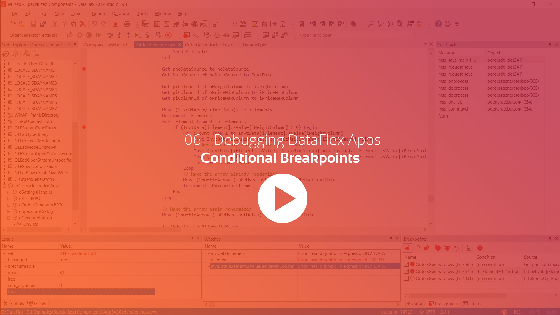 DFLC Lesson - Conditional Breakpoints